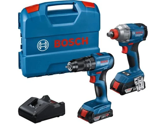 Bosch Akumulatorski set - Udarni odvrtač GDX 18V-285 + bušilica-odvrtač GSB 185-LI; 2x2,0Ah + punjač i kofer - 06019N2124