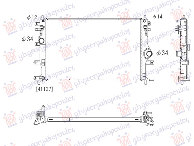 HLADNJAK MOTORA 1.6 BENZIN (GR) (625×407) (KOYO) TOYOTA YARIS IV (2020-) (OEM: 1640018050)