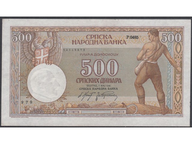 Jugoslavija 1942 500 dinara aUNC/UNC