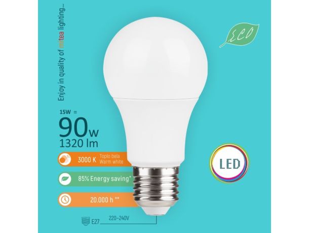 LED SIJALICA E27/15W 6500K/A60 ECO MITEA LIGHTING