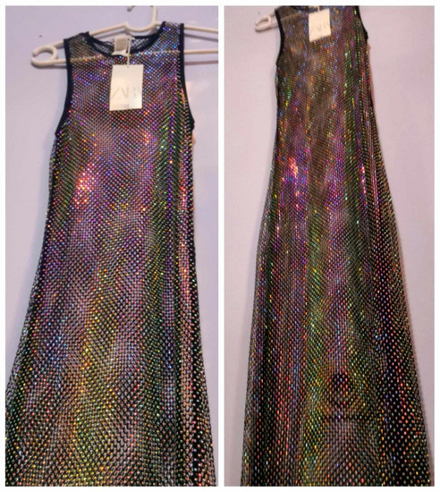 Novo Zara mesh maxi rhinestone haljina S
