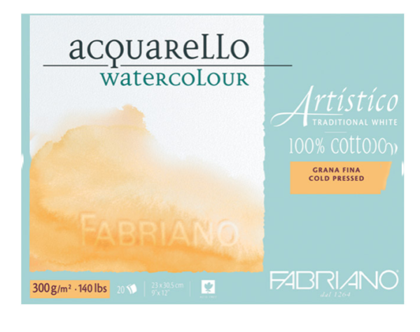 Blok Watercolour Artistico traditional white 23x30x5cm 20L 300g Fabriano