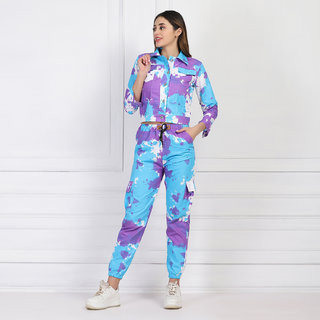 Novi komplet za medicinsk osoblje, Denim Light Blue Tie-Dye Women Tracksuit