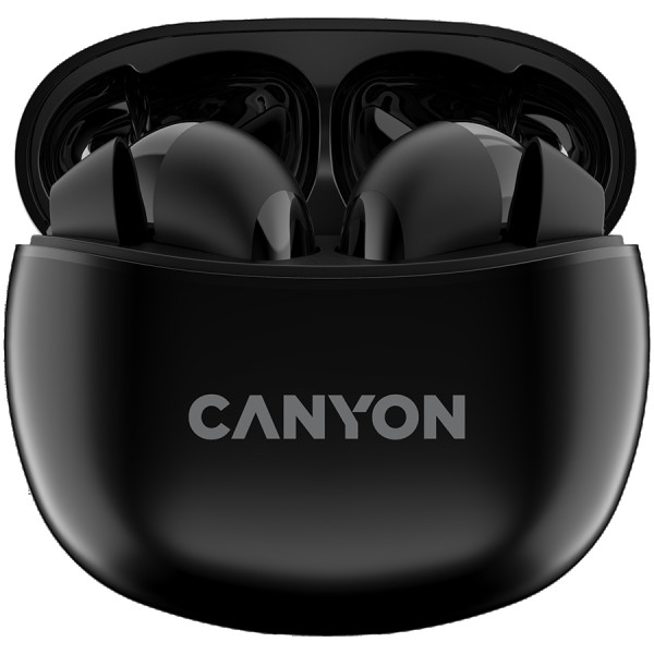 Canyon TWS-5 Bluetooth headset, with microphone, BT V5.3 JL 6983D4, Frequence Response:20Hz-20kHz, battery EarBud 40mAh*2+Charging Case 500mAh, type-C cable length 0.24m, size: 58.5*52.91*25.5mm, ...