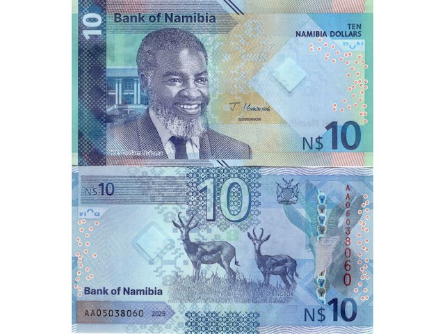 NAMIBIA 10 Dollars 2025 UNC, P20 Hibrid (novi dizajn)