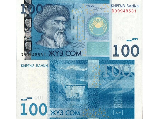KYRGYSTAN Kirgistan 100 Som 2016 UNC, P-26