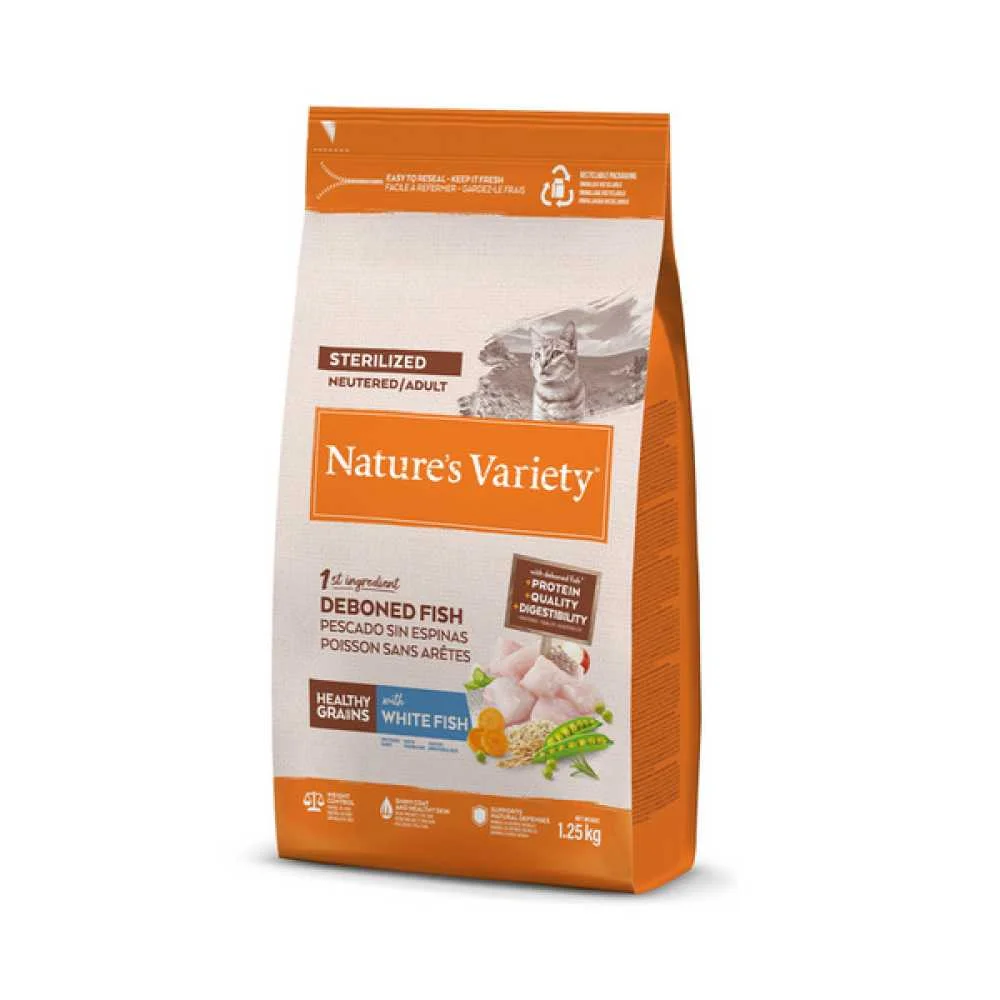 Nature's Variety hrana za mačke Healthy Grains Adult Sterilised - White fish 1.25kg