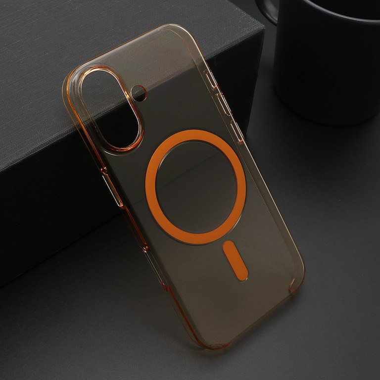 Zastitna maska (futrola) AMBER providna MagSafe - iPhone 17 narandzasta (MS)