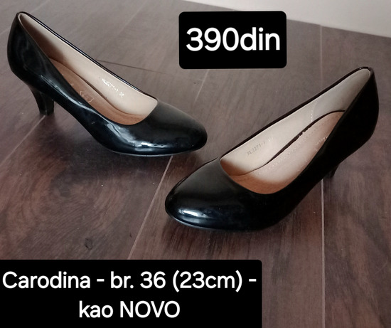 Carodina cipele štikle crne lakovane 36 kao NOVO