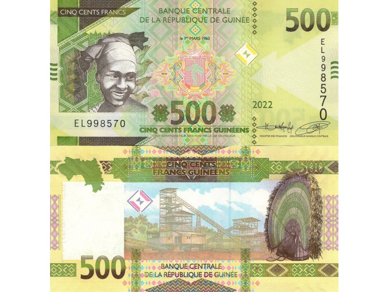 GUINEA 500 Francs 2018-2022 UNC, P-52