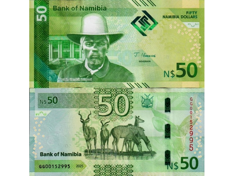 NAMIBIA 50 Dollars 2025 UNC, P22 Hibrid (novi dizajn)