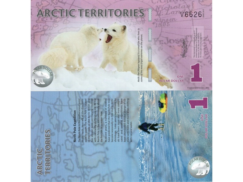 Arctic Territories ARKTIK 1 Dollar 2012 UNC, Polymer