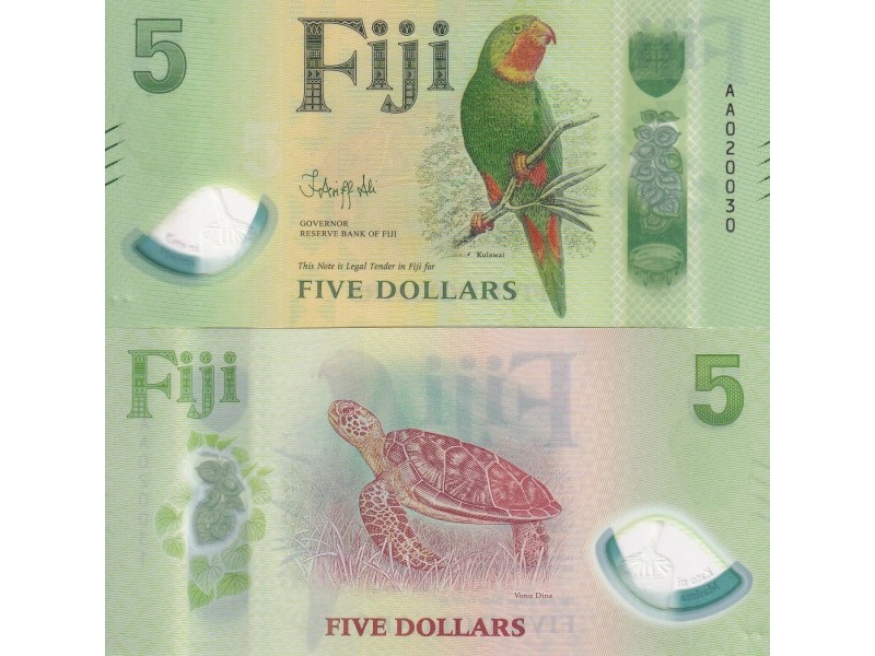 Fidži FIJI 5 Dollars 2026 UNC, P-new Polymer
