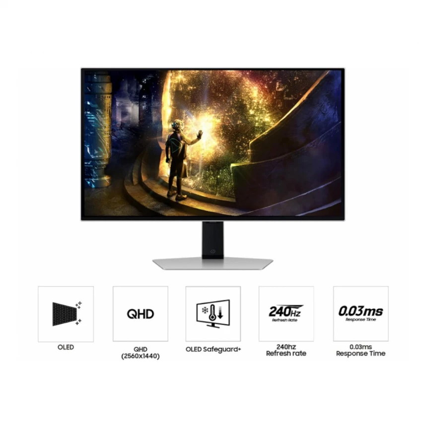 Monitor SAMSUNG LS27DG612SUXEN 27"/OLED/2560x1440/240Hz/0,03msGTG/HDMI,DP,USB C/freesync/srebrna