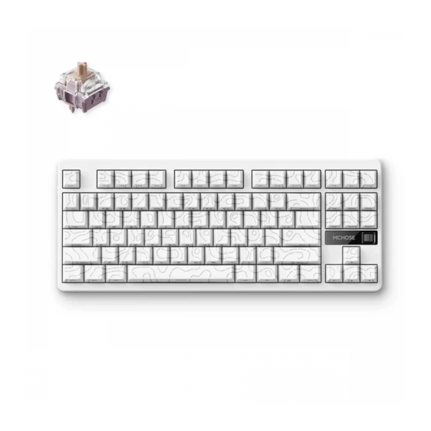 Bežična gaming tastatura MCHOSE G87 Mehanička white topographic