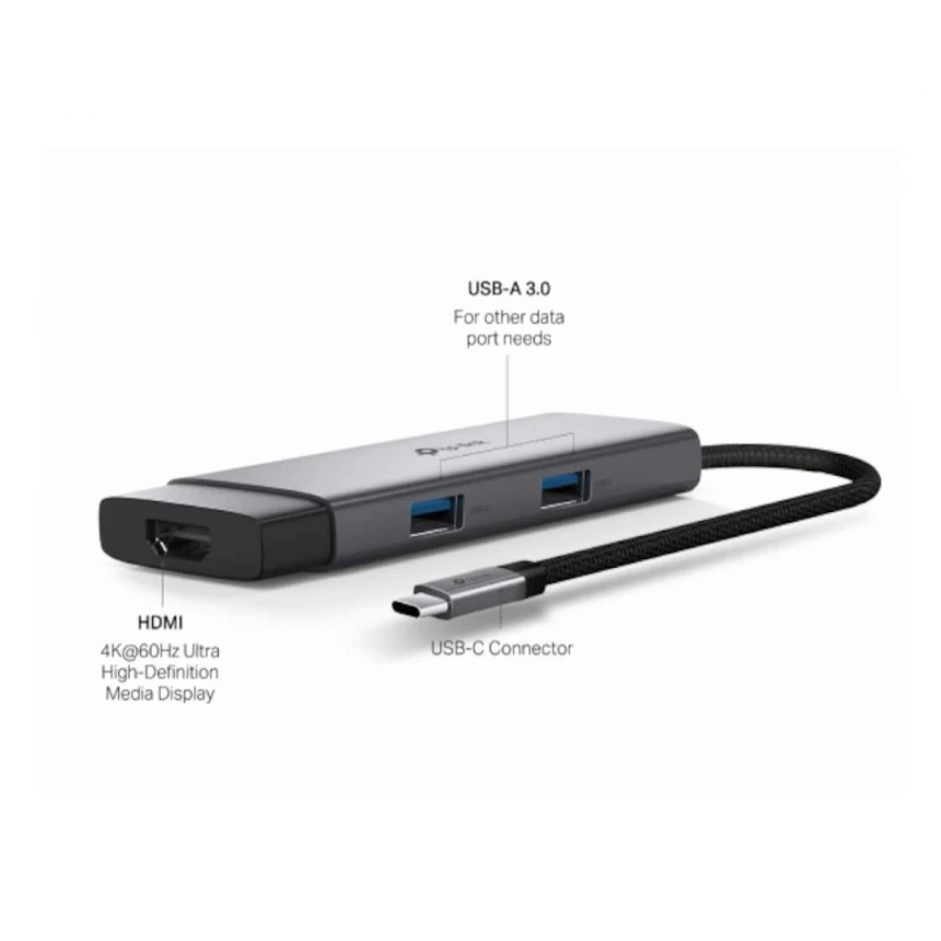 Hub TP-LINK UH5020C USB Type-C 5-Port Hub/1*HDMI 4K@60Hz/1*PD 100W/1*USB Type-C 5Gbps 2*USB Type-A 5