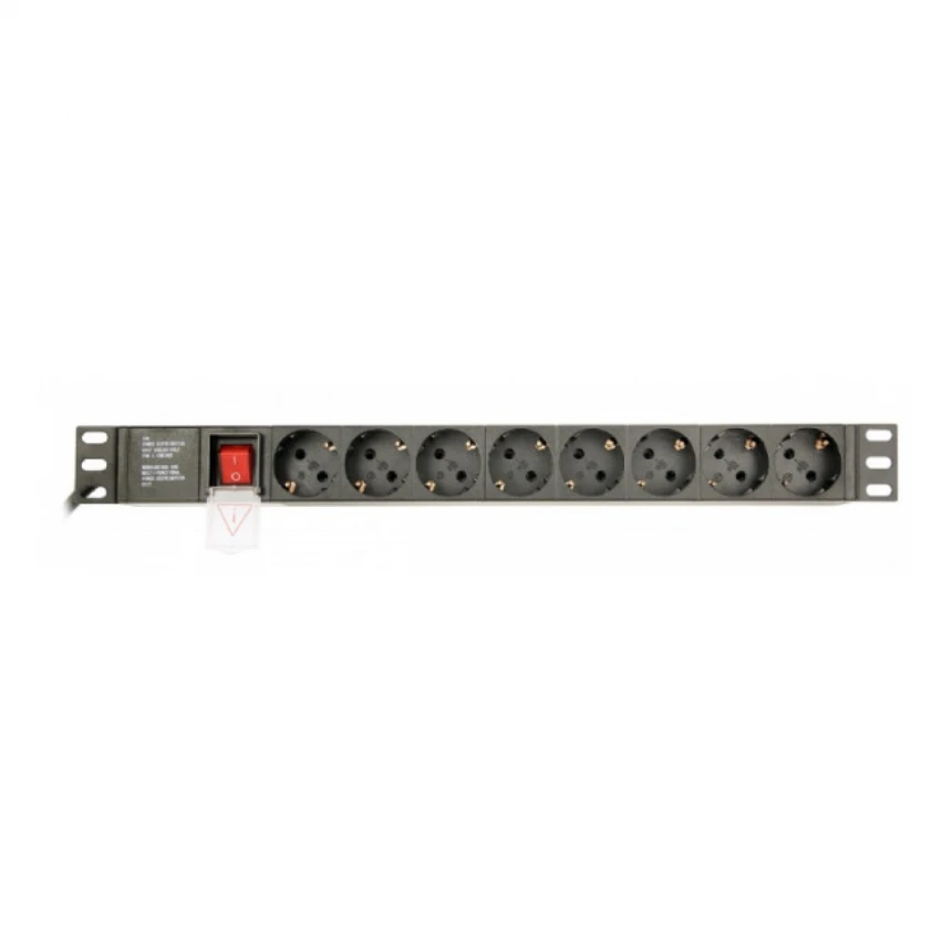 EG-PDU-014-C14 Gembird C14 Produzni kabl sa zastitom 8 uticnica 10A, PDU 1U, aluminium, 3m