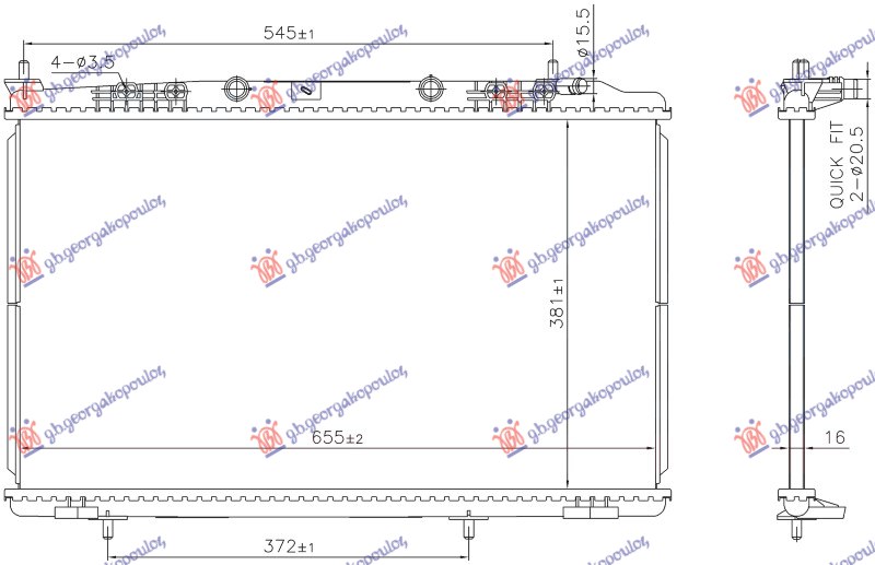 HLADNJAK MOTORA 1.2 BENZIN – 1.5 DIZEL – ELEKTRICNI (655x381x16) (NISSENS) LANCIA Y (2011-2024) (OEM: 1680409080, 9826946880, 9841876280)