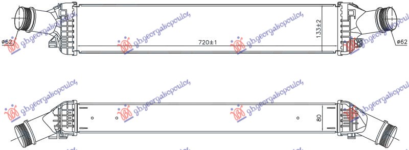 HLADNJAK INTERKULERA 3.0 TDI DIZEL (720×133) AUDI A7 (2014-2018) (OEM: 8K0145805R)