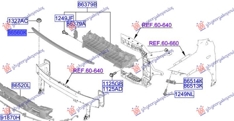 SINA PREDNJEG BRANIKA DONJA (O) HYUNDAI BAYON (2024-) (OEM: 86570Q0AA0)