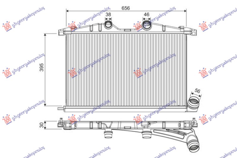 HLADNJAK INTERKULERA 2.2-3.0 DIZEL (AUTO) (770×392) PEUGEOT 508 I (2011-2015) (OEM: 0384N5)