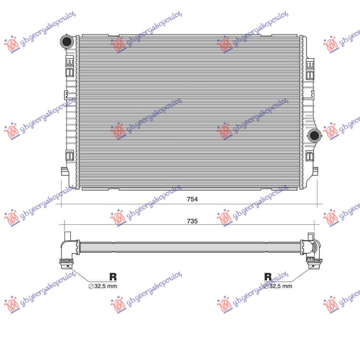 HLADNJAK MOTORA 2.0 TDi (135 KW) DIZEL (650x450x32) (VALEO) VW GOLF VIII (2019-2024) (OEM: 5Q0121251CN, 5Q0121251EN, 5Q0121251HM)
