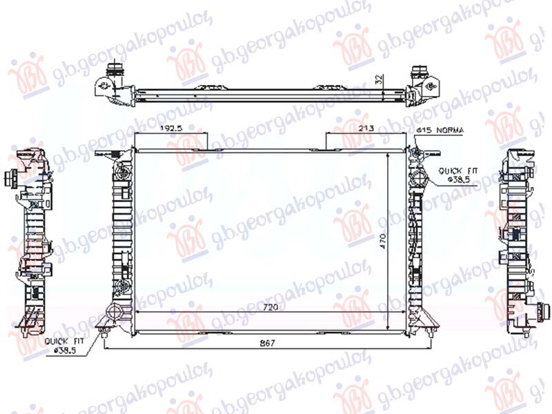 HLADNJAK MOTORA 4.2 BENZIN (RS) (720×470) AUDI A4 (2011-2015) (OEM: 8K0121251AB, 8K0121251AM, 8K0121251S)