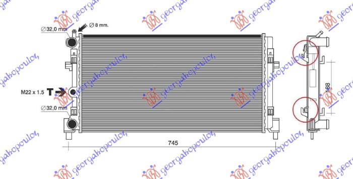 HLADNJAK MOTORA 1.0 BENZIN (MANUELNI) (640×340) (NISSENS) VW POLO (2021-) (OEM: 2Q0121253)