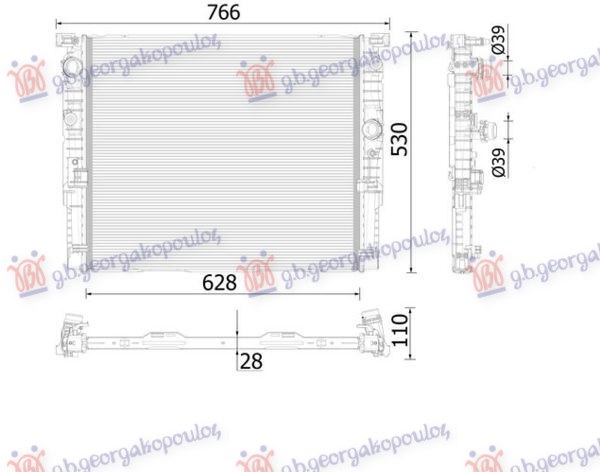 HLADNJAK MOTORA 2.0 BENZIN/HIBRID (AUTO) (628×530) BMW SERIES 7 (G11/G12) (2015-2019) (OEM: 17118743666)