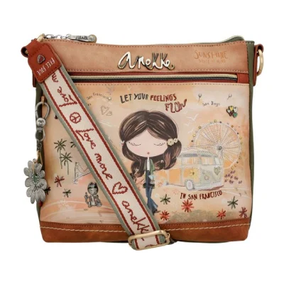 Torba - Anekke, Peace and Love, Crossbody, camel, 27x25x8 cm