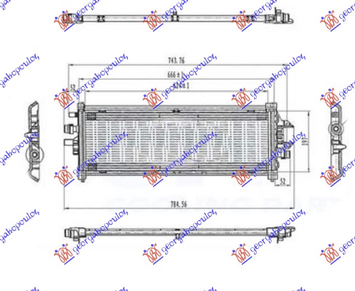HLADNJAK MOTORA DODATNI (624x185x16) (VALEO) TESLA MODEL 3 (2017-2023) (OEM: 107708200C)