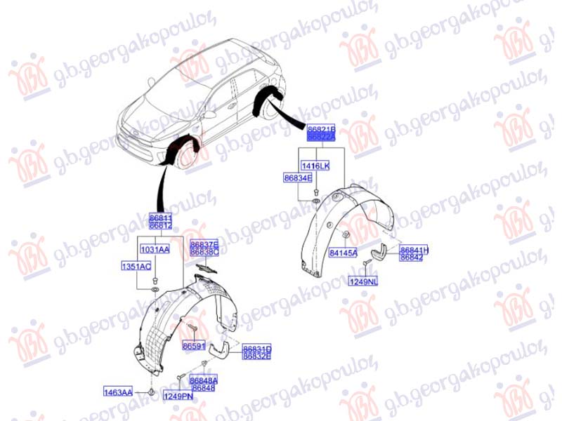 ZADNJE POTKRILO (O) Desna str. KIA STONIC (2017-) (OEM: 86822-H8400, 86822H8400)