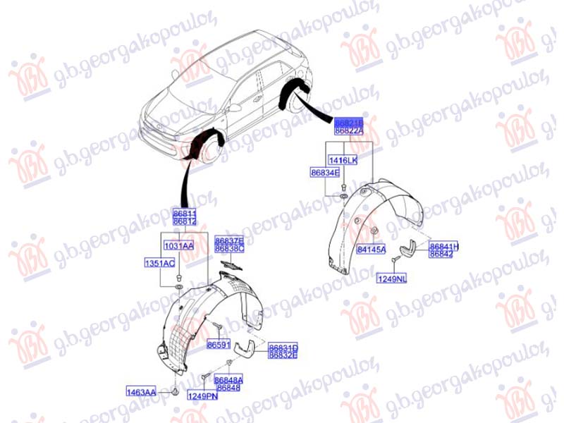 ZADNJE POTKRILO (O) Leva str. KIA STONIC (2017-) (OEM: 86821-H8400, 86821H8400)