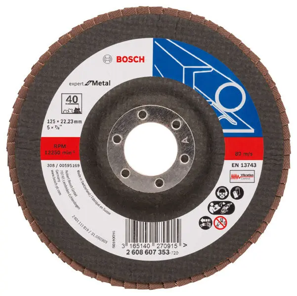 Bosch Lamelni brusni disk Profess for Metal 2608607353, Ravni, ∅125 mm, P40, 10 komada