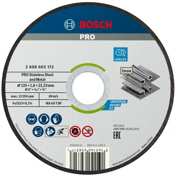 Bosch Rezna ploča PRO StainlessS 2608619050, 125x1.6 mm, 10 komada