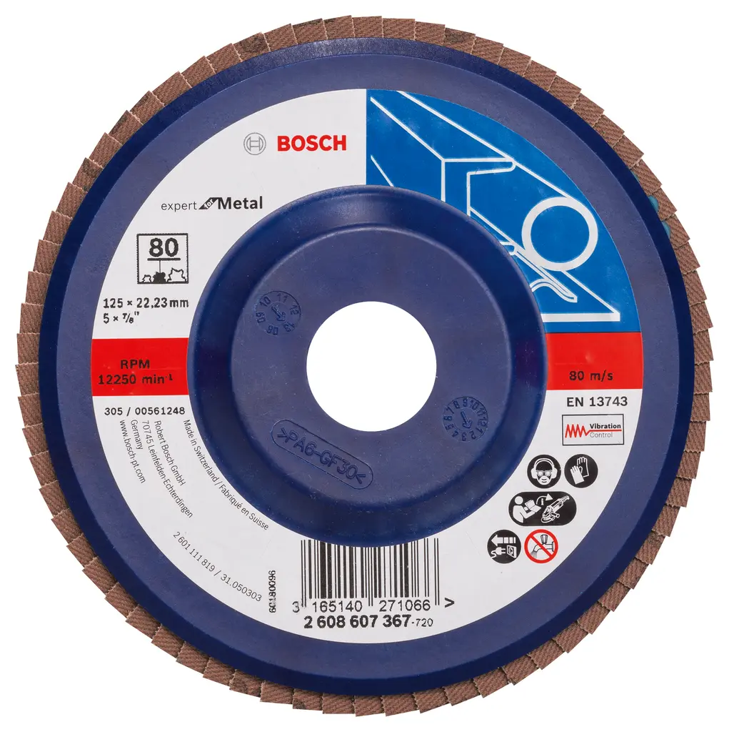 Bosch Lamelni brusni disk Profess for Metal 2608607367, Ravni, ∅125 mm, P80, 10 komada