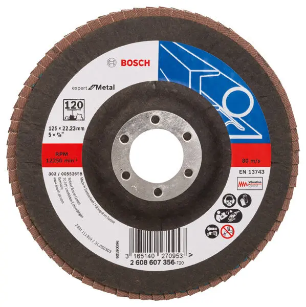 Bosch Lamelni brusni disk Profess for Metal 2608607356, Ravni, ∅125 mm, P120, 10 komada