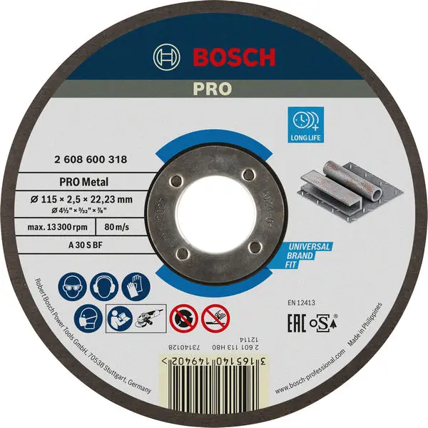Bosch Metal rezna ploča PRO 115x2.5 mm 2608600318, Ravna, 25 komada