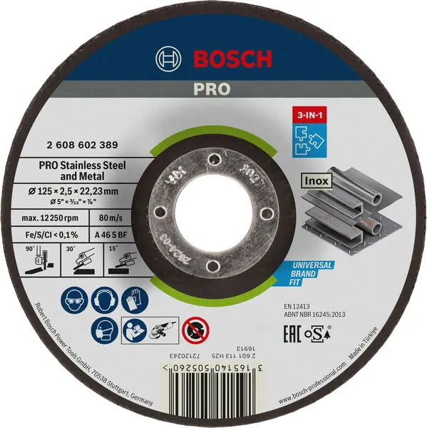Bosch Ploča 3u1 PRO Stainlesss 125x2.5 mm 2608602389