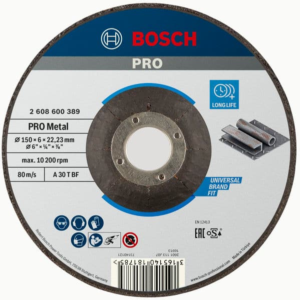 Bosch Metal brusna ploča PRO 150x6 mm 2608600389
