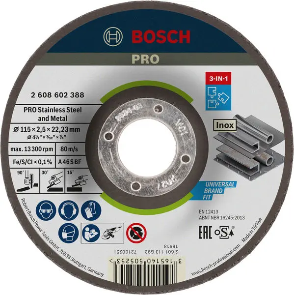 Bosch Ploča 3u1 PRO Stainlesss 115x2.5 mm 2608602388