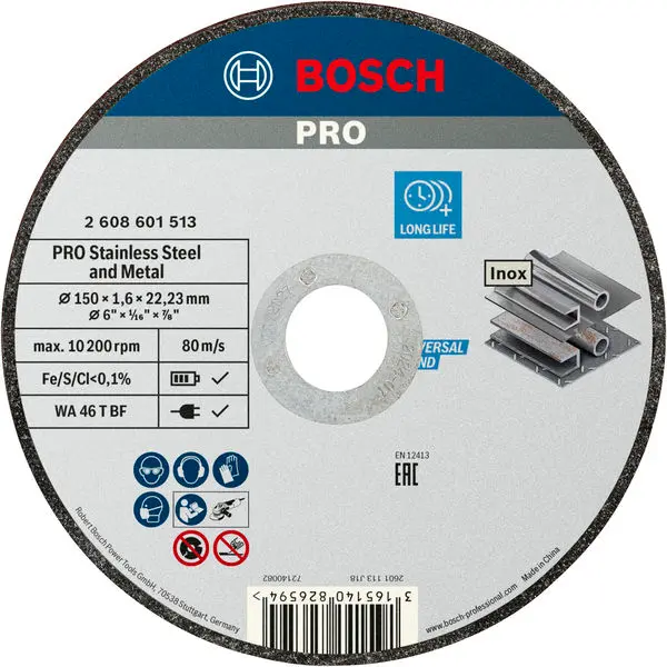 Bosch Rezna ploča PRO Stainlesss 150x1.6 mm ra 2608601513, 25 komada