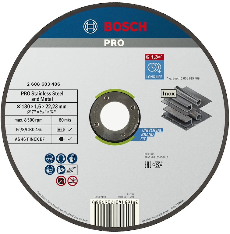 BOSCH PRO daska za sečenje 180x1,6x22,33 mm ravna, nerđaјući čelik i metal