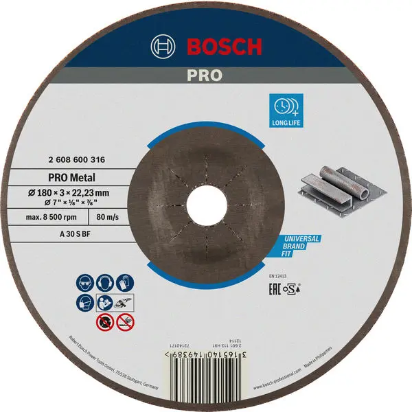 Bosch Metal rezna ploča PRO 180x3 mm 2608600316, Izvijena, 25 komada