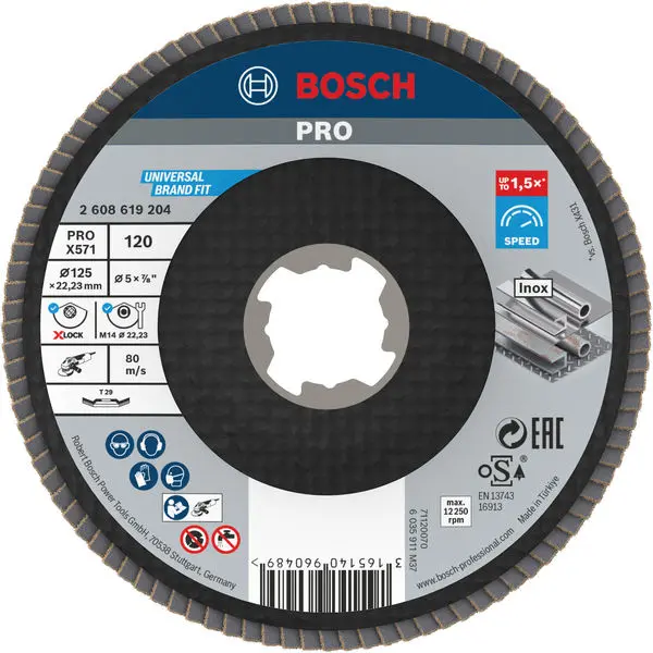 Bosch PRO X571 X-Lock flap disk 2608619204, G120, 125 mm