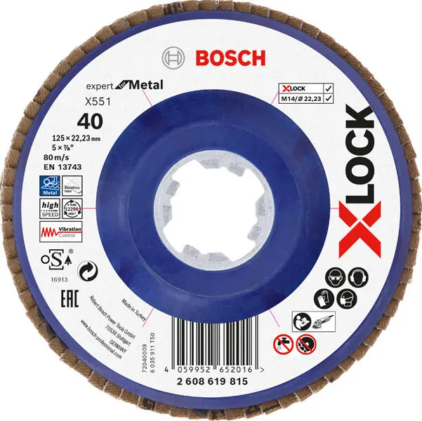 Bosch X-Lock Flap disk X551 2608619815, P40, 125 mm, Ravni
