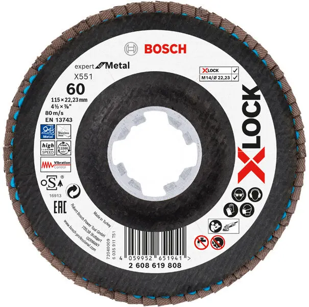 Bosch X-Lock Flap disk X551 2608619808, P60, 115 mm, Ugaoni