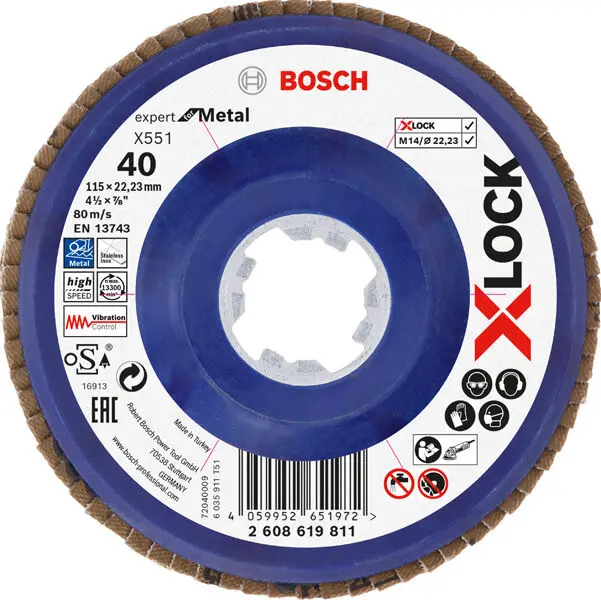 Bosch X-Lock Flap disk X551 2608619811, P40, 115 mm, Ravni