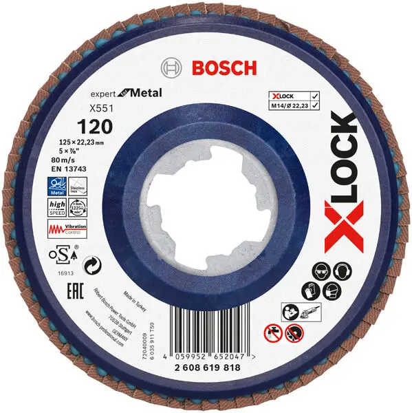 Bosch X-Lock Flap disk X551 2608619818, P120, 125 mm, Ravni