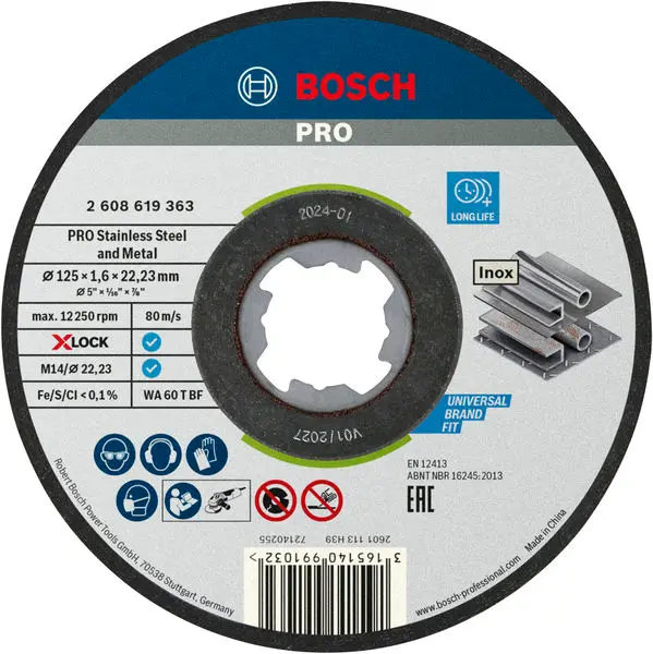 Bosch Pro SS&M X-Lock rezna ploča 2608619364, 125 × 1,6 mm, 10 komada